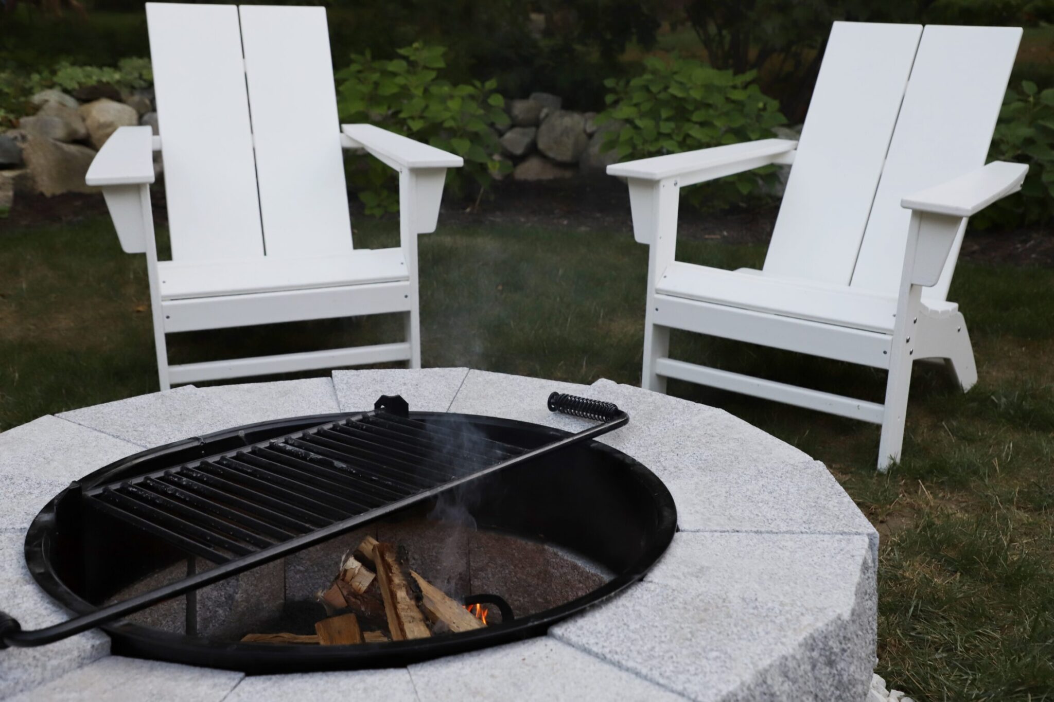 A DIY Granite Fire Pit Adds Classic New England Style to a Coastal ...